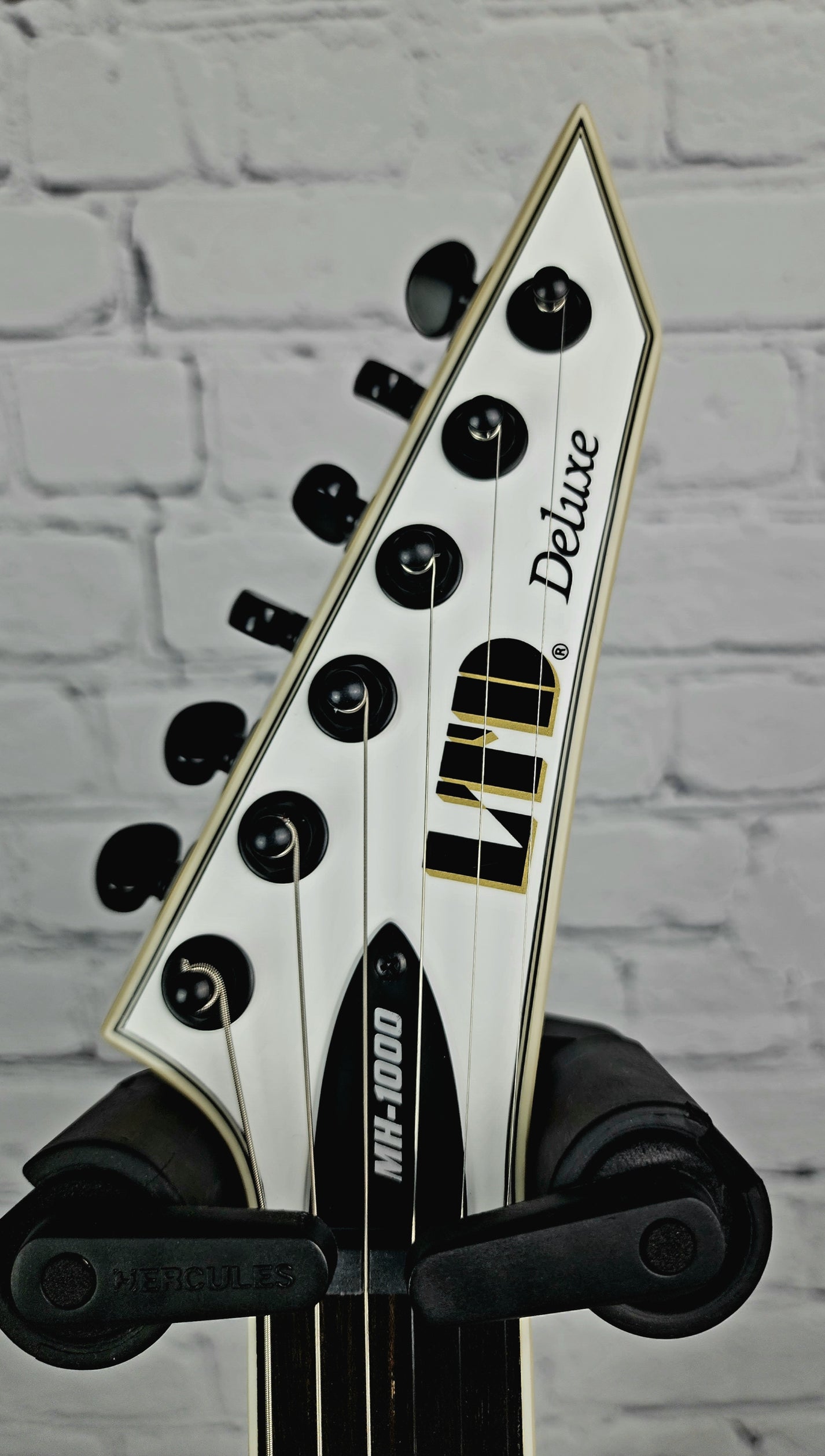 USED ESP LTD Deluxe MH-1000 Evertune 6 String Electric Guitar Snow Whi ...