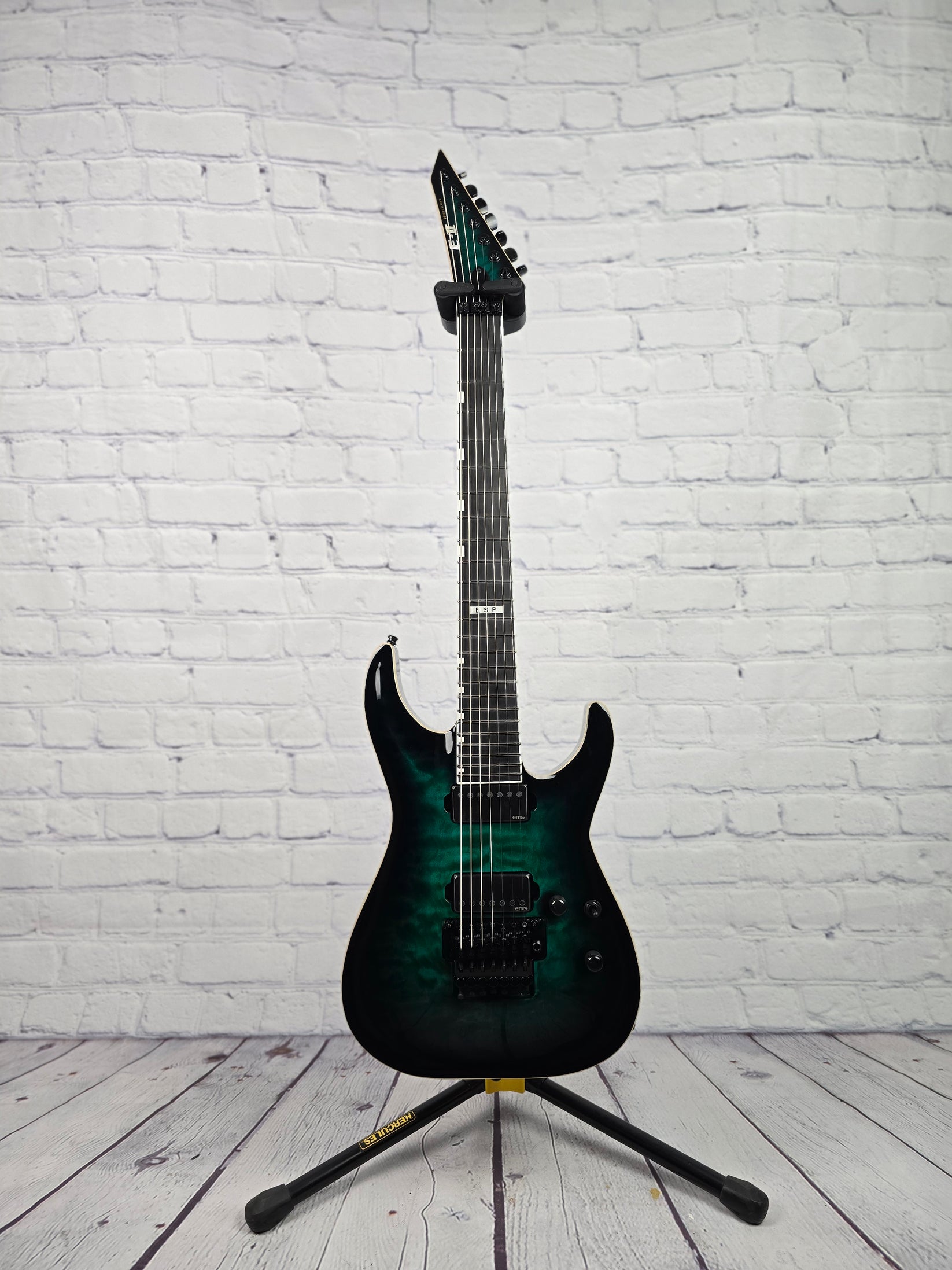 ESP E-II Horizon FR-7 7 String Electric Guitar Floyd Rose Black Turquo ...
