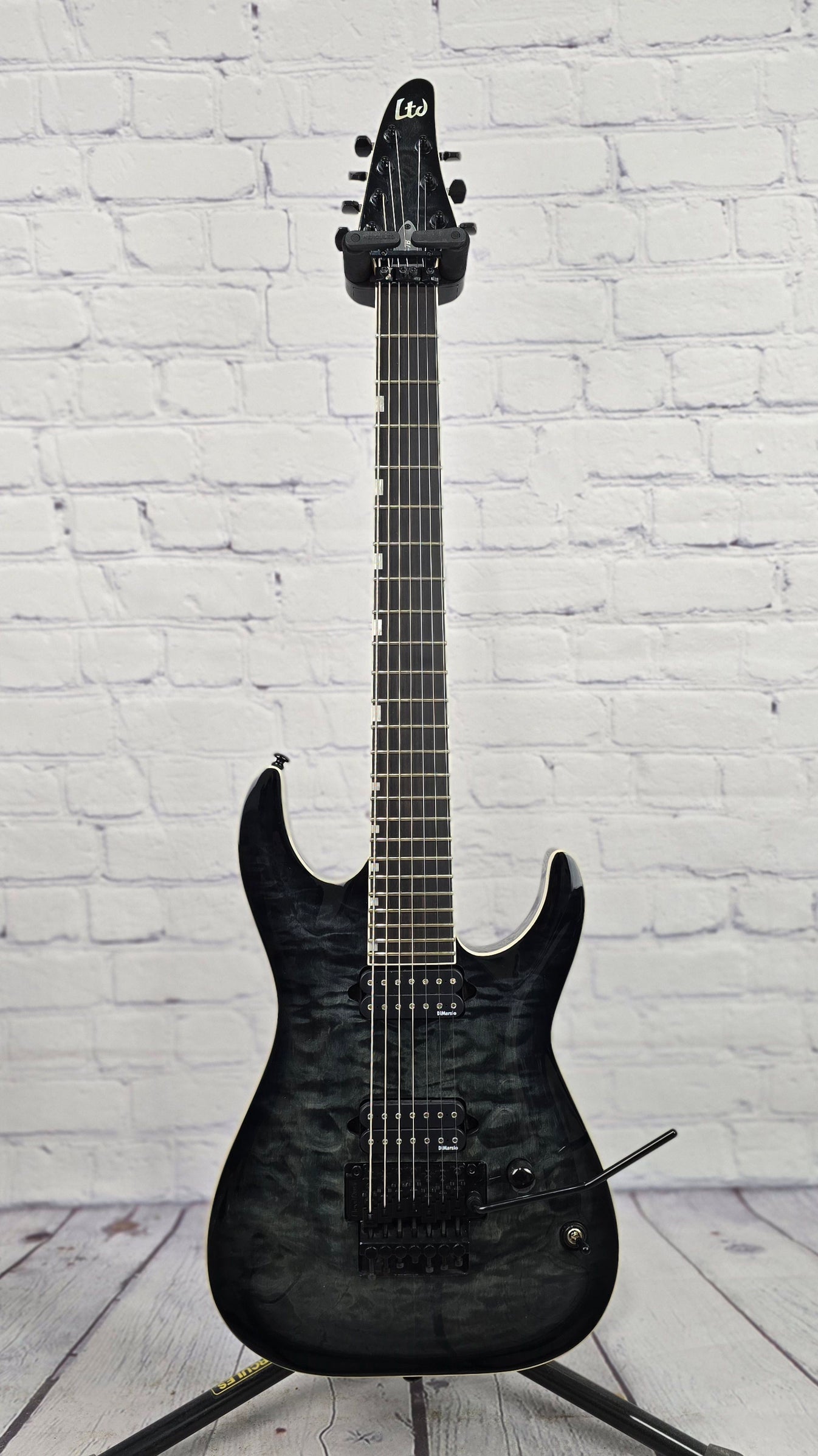 USED ESP LTD BS-B7 QM 7 String Baritone Electric Guitar Ben Savage Whi ...